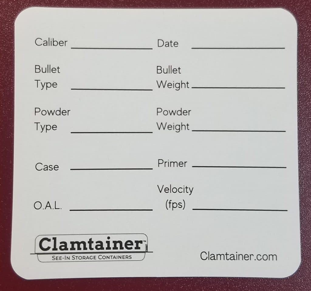 Ammo Reloading Recipe Labels (12/pack)