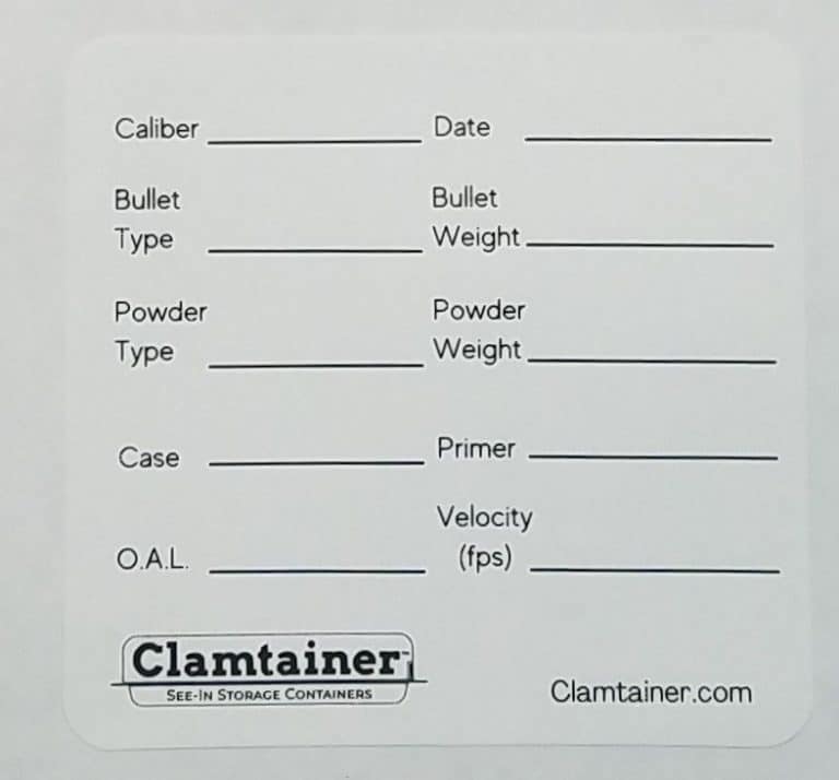 Ammo Reloading Recipe Labels (12/pack)